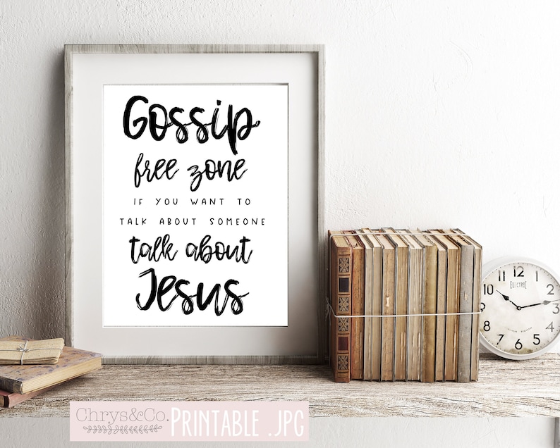 DIY Printable DIGITAL Gossip FREE Zone Humility Jesus Home Wall Shop ...