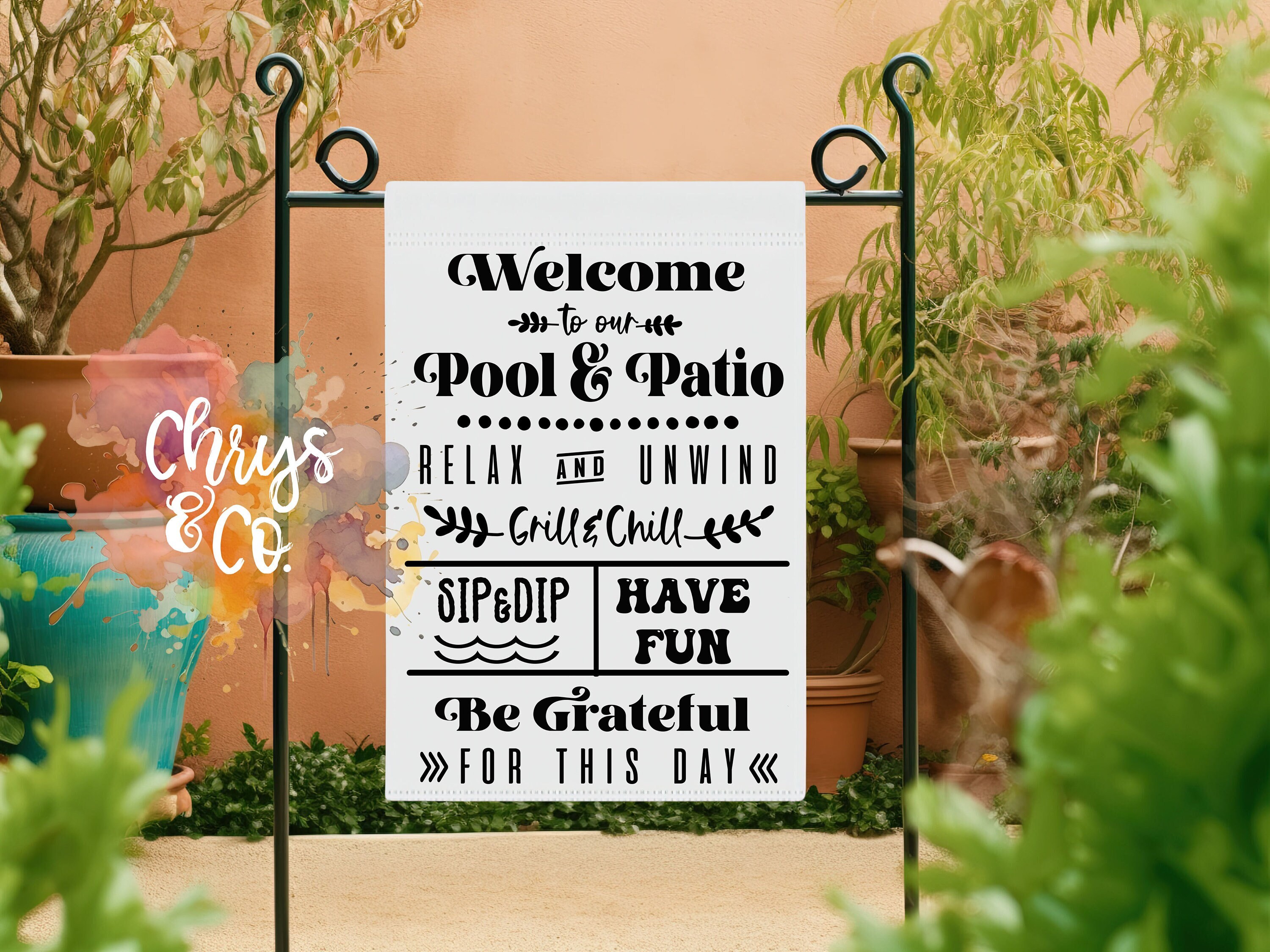 Pool & Patio Welcome Garden Flag SVG Cricut PNG File Digital Design ...