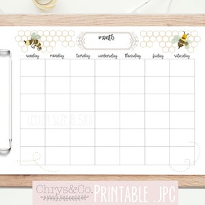 Busy Bee Watercolor Calendar & to Do List Set 2 Piece Digital JPG DIY ...