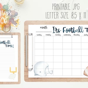 Football Calendar & to Do List Set: Watercolor Printables (digital JPG ...
