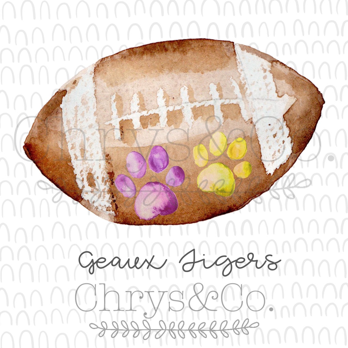 Geaux Tigers LSU Football Watercolor Pastel PNG File Digital Design ...