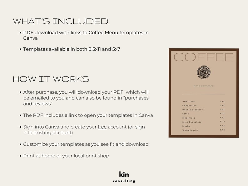 Modern Coffee Shop Menu Template, Minimalist Coffee Shop Menu ...
