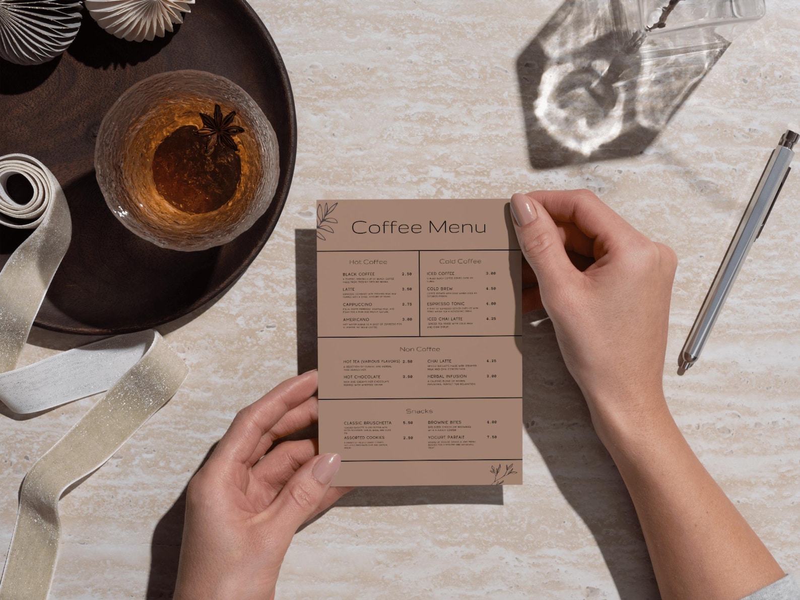 Whimsical Modern Coffee Shop Menu Template, Minimalist Coffee Shop Menu ...