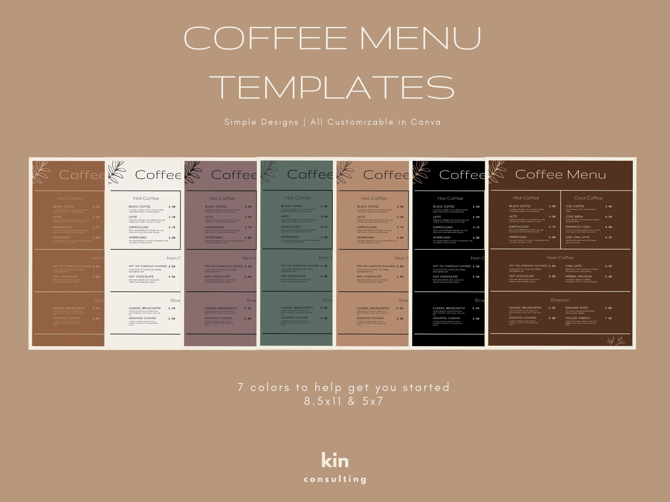 Whimsical Modern Coffee Shop Menu Template, Minimalist Coffee Shop Menu ...