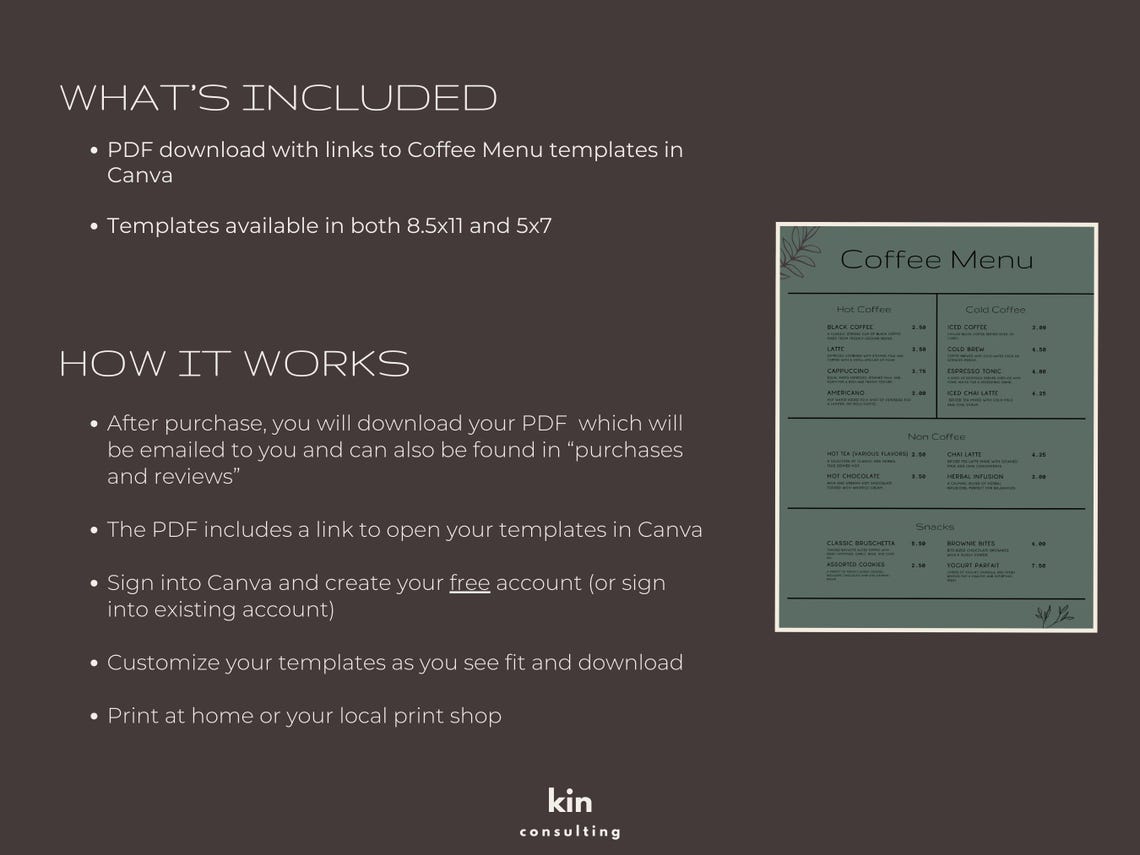 Whimsical Modern Coffee Shop Menu Template, Minimalist Coffee Shop Menu ...