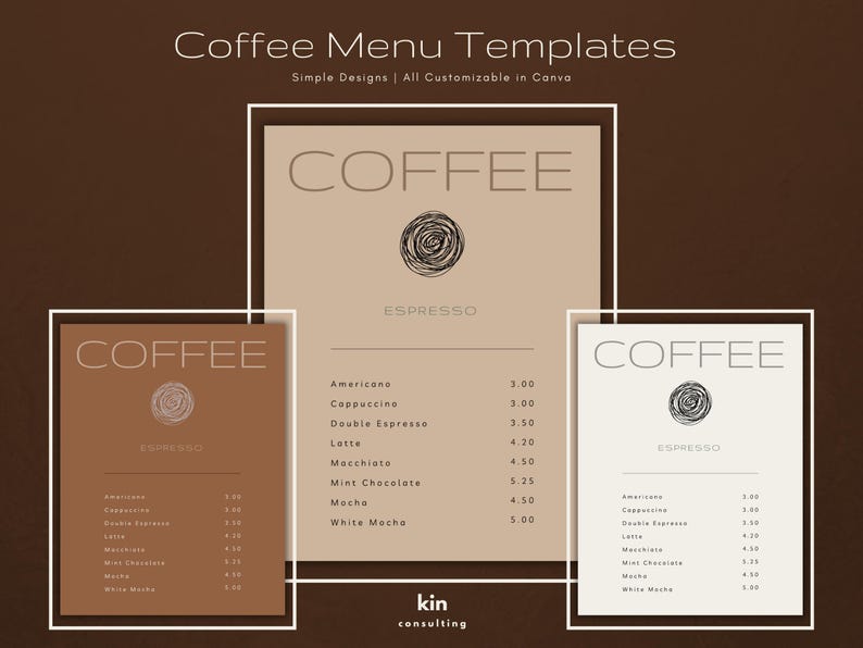 Modern Coffee Shop Menu Template, Minimalist Coffee Shop Menu ...