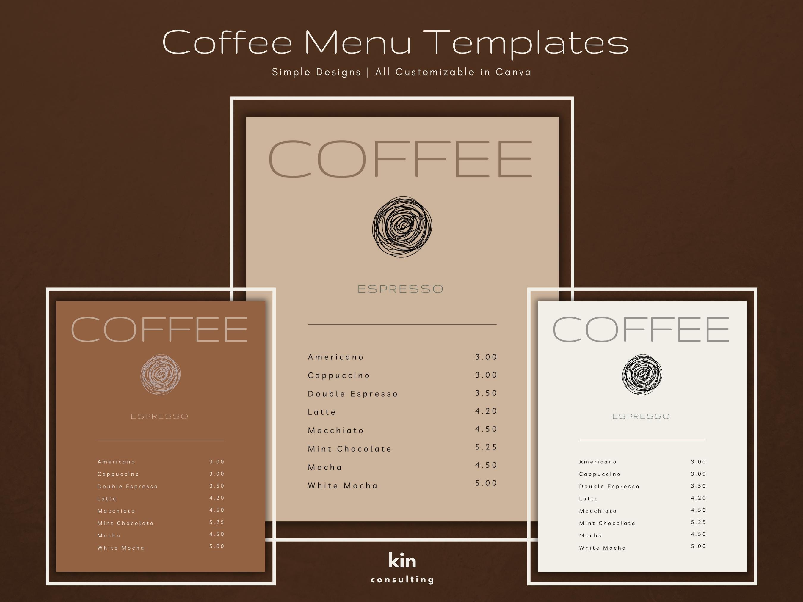 Modern Coffee Shop Menu Template, Minimalist Coffee Shop Menu ...