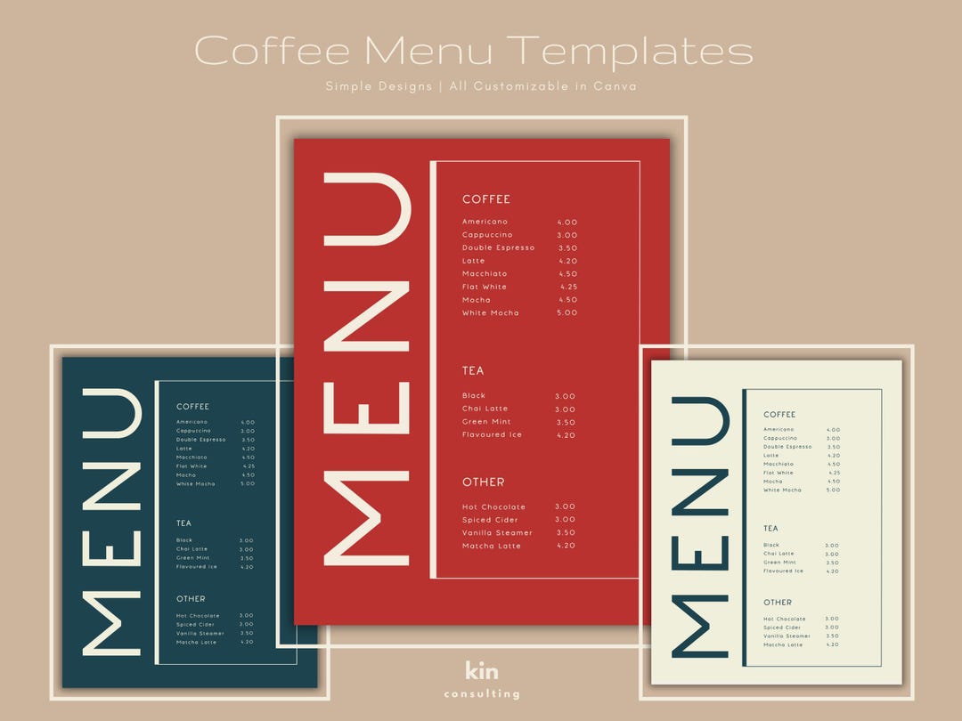 Modern Coffee Shop Menu Template, Minimalist Coffee Shop Menu ...