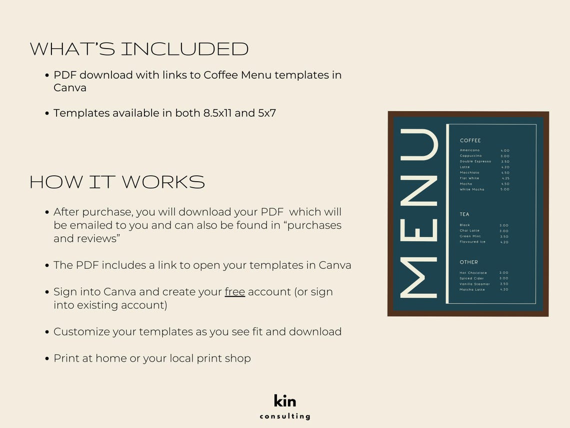 Modern Coffee Shop Menu Template, Minimalist Coffee Shop Menu ...