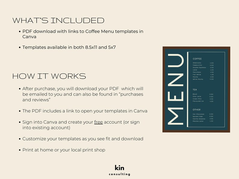 Modern Coffee Shop Menu Template, Minimalist Coffee Shop Menu ...