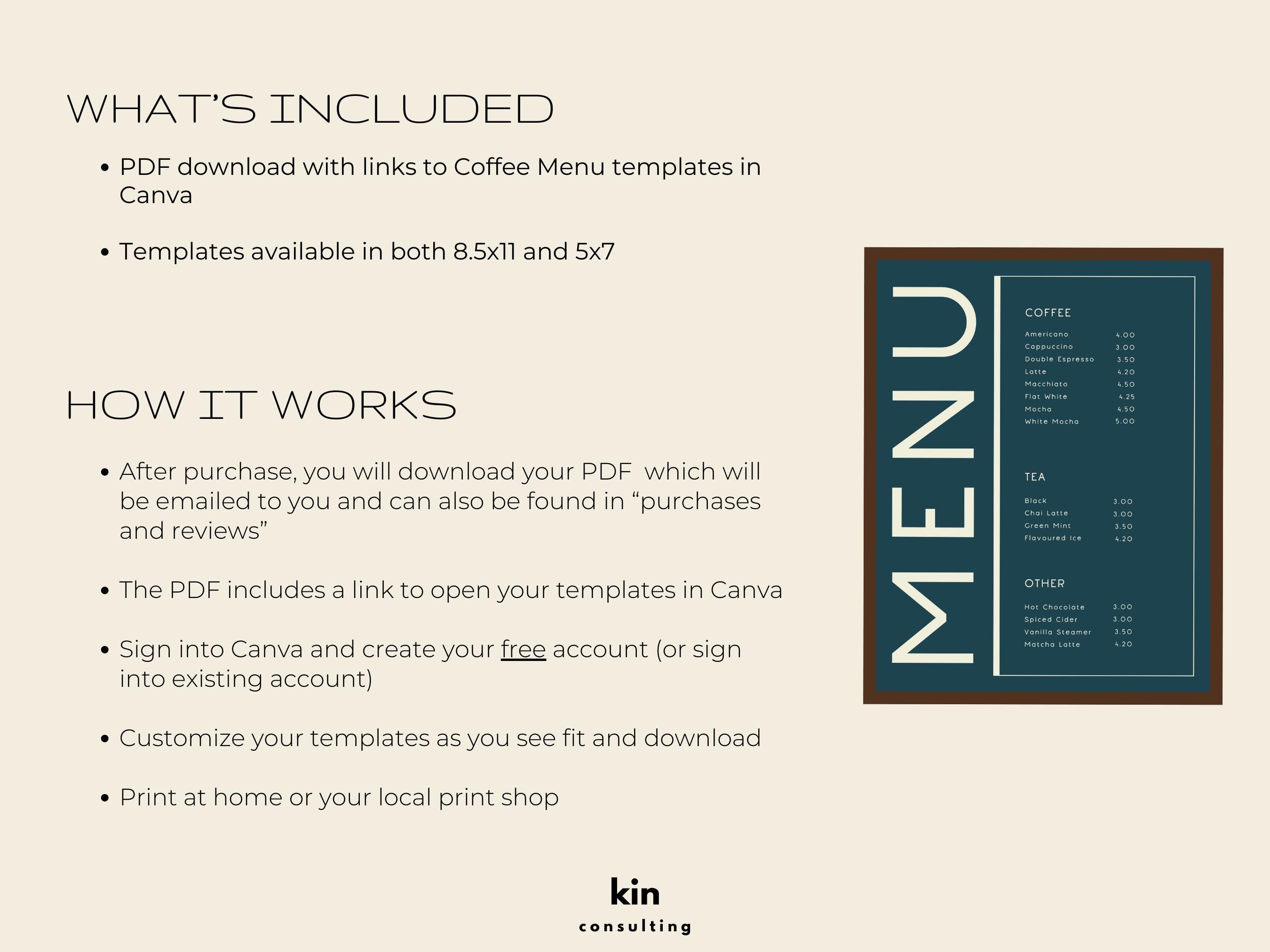 Modern Coffee Shop Menu Template, Minimalist Coffee Shop Menu ...