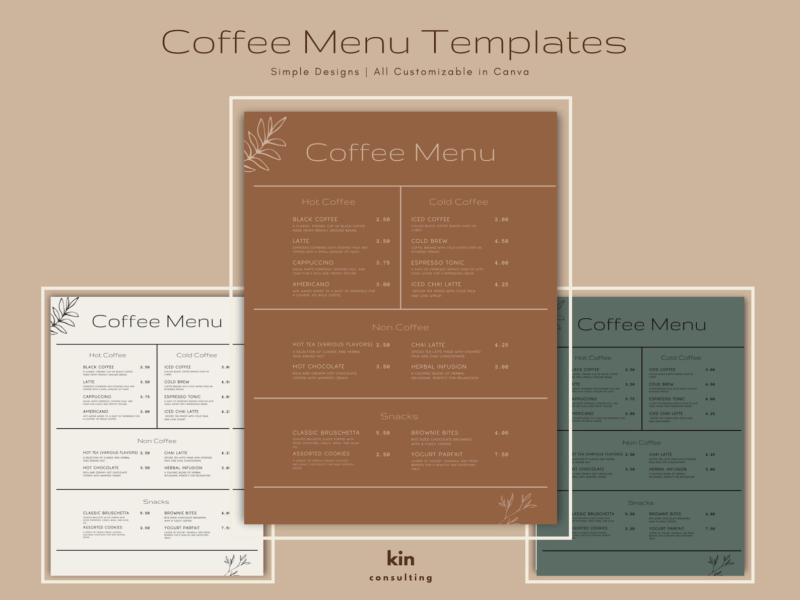 Whimsical Modern Coffee Shop Menu Template, Minimalist Coffee Shop Menu ...