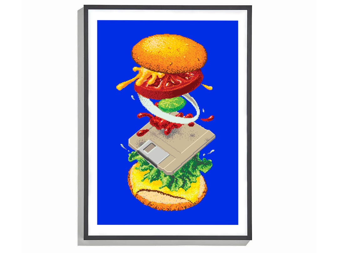 Pixel Artwork "4 Byte Burger" by Jack Haege 1985 - Etsy