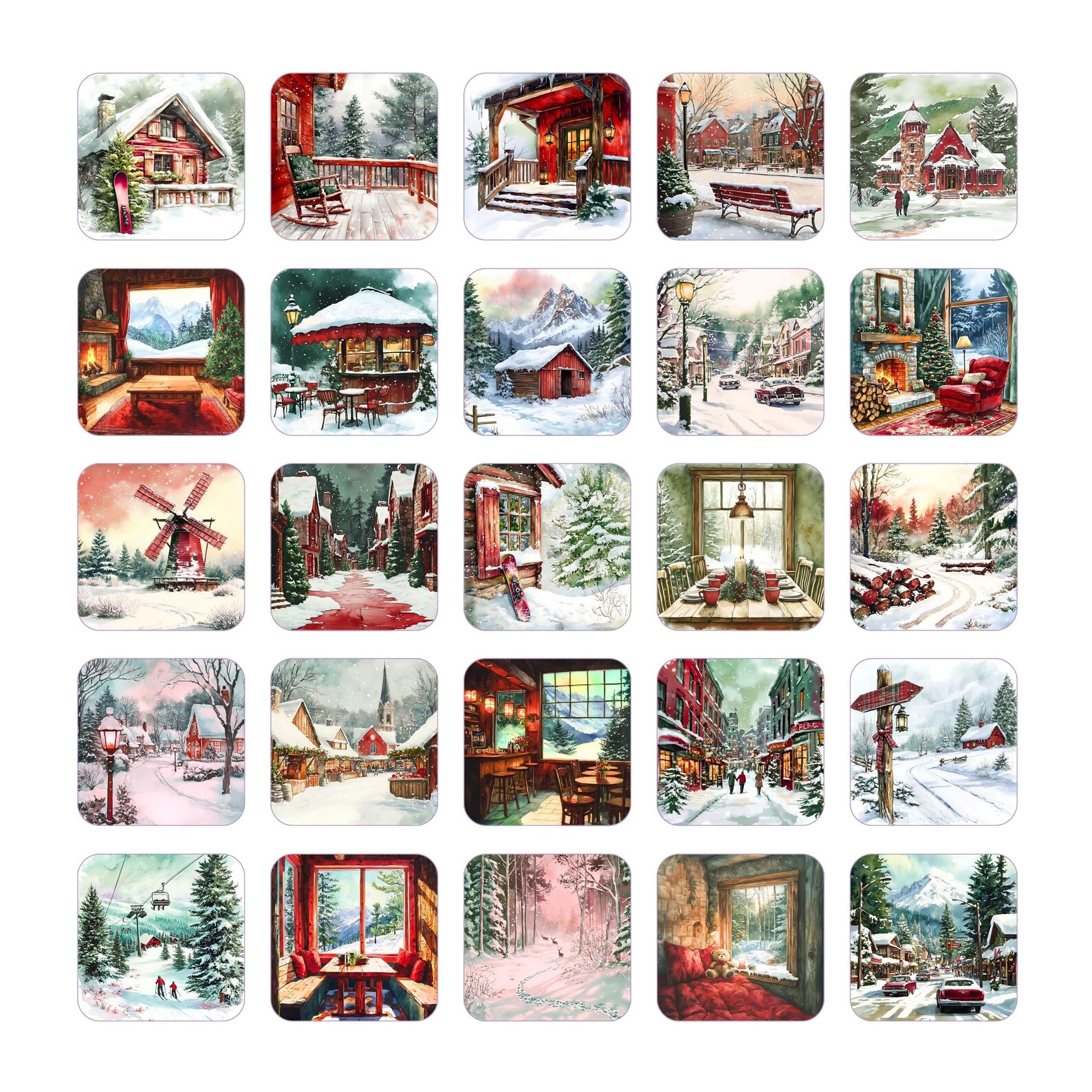 Watercolor Christmas Backgrounds: Rustic Winter Scenes Digital Paper ...