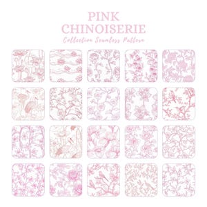 Pink Chinoiserie Floral Seamless Pattern: Vintage Digital Paper ...