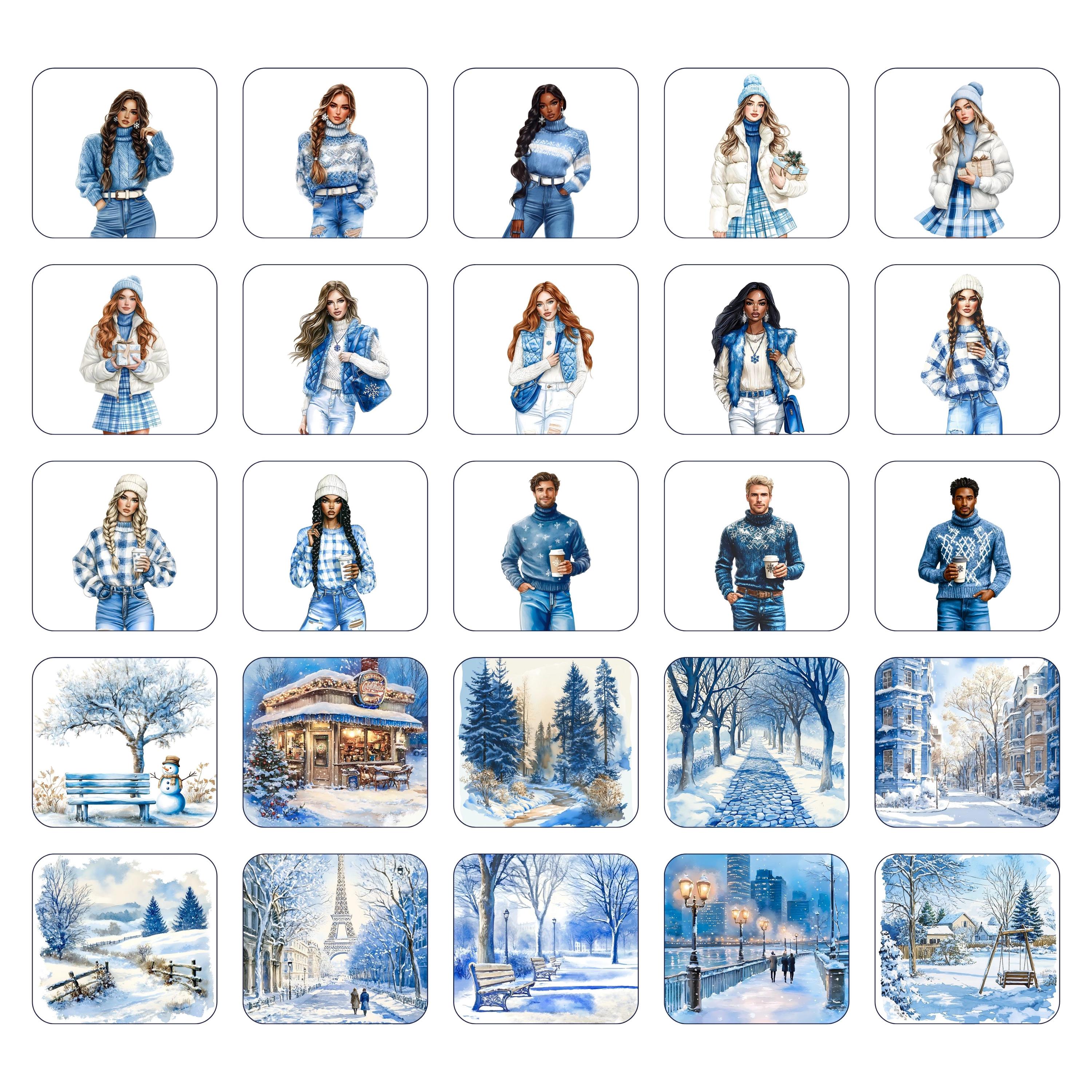 Watercolor Winter Clipart Bundle: Cozy Christmas PNG Graphics (digital ...