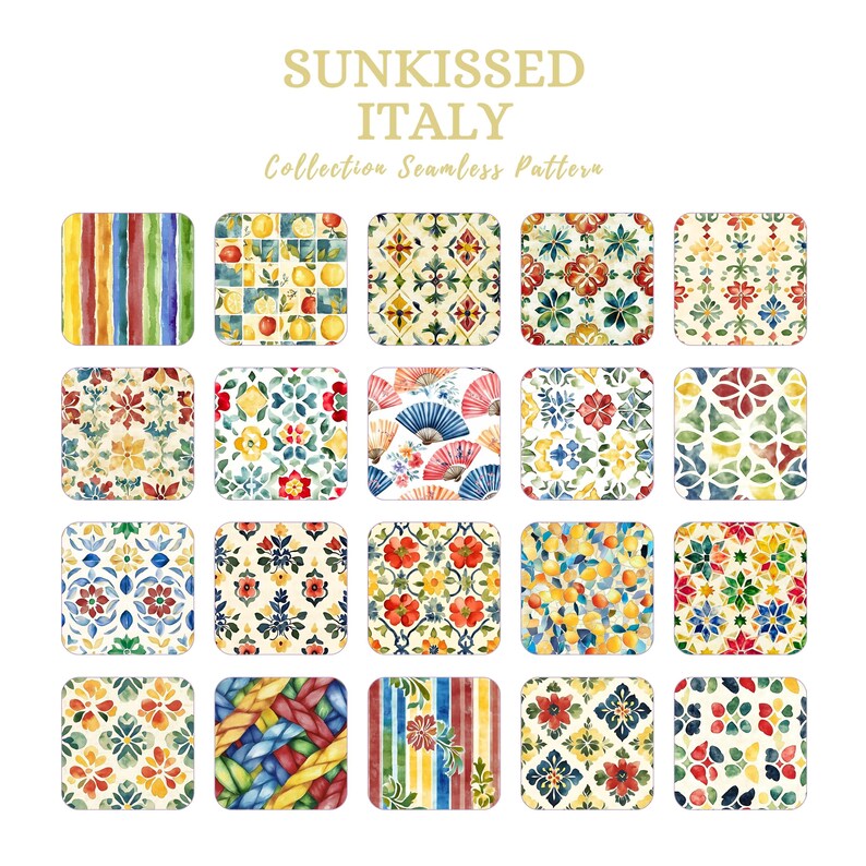 Watercolor Italian Tile Seamless Pattern: Amalfi Summer Designs ...