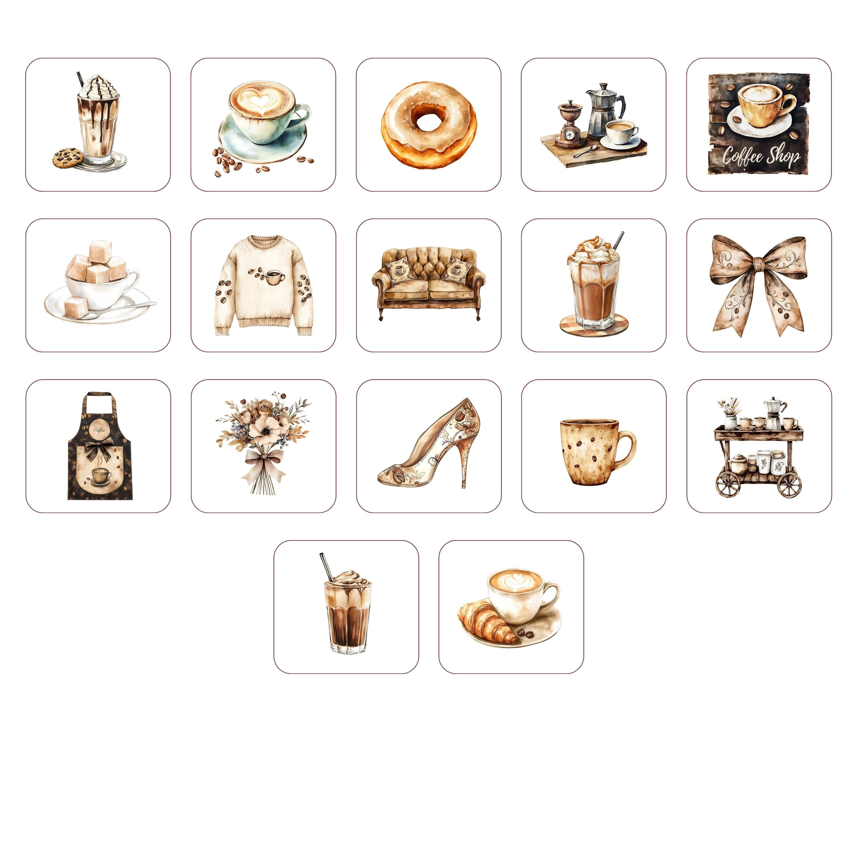 Coffee Clipart Set: Latte Cups, Mugs, and Coffee Time Pngs (digital ...
