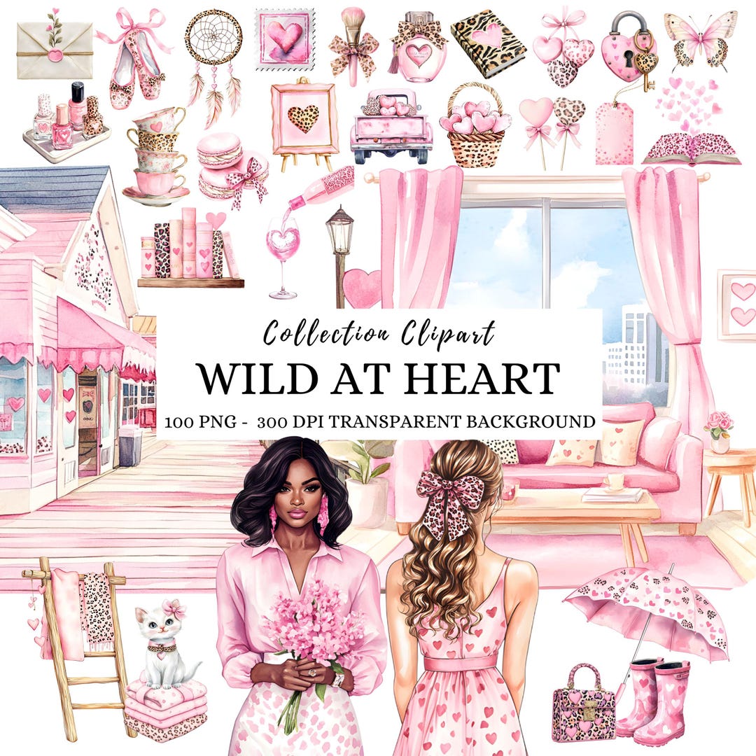 Watercolor Pink Valentines Clipart, Happy Valentines Day Clipart ...
