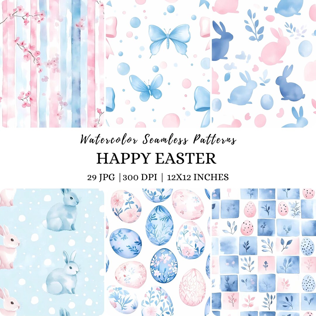 Watercolor Easter Seamless Pattern, Easter Background, Springtime ...