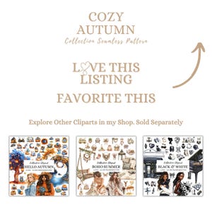 Watercolor Cozy Autumn Seamless Patterns, Cozy Rustic Seamless Patterns ...
