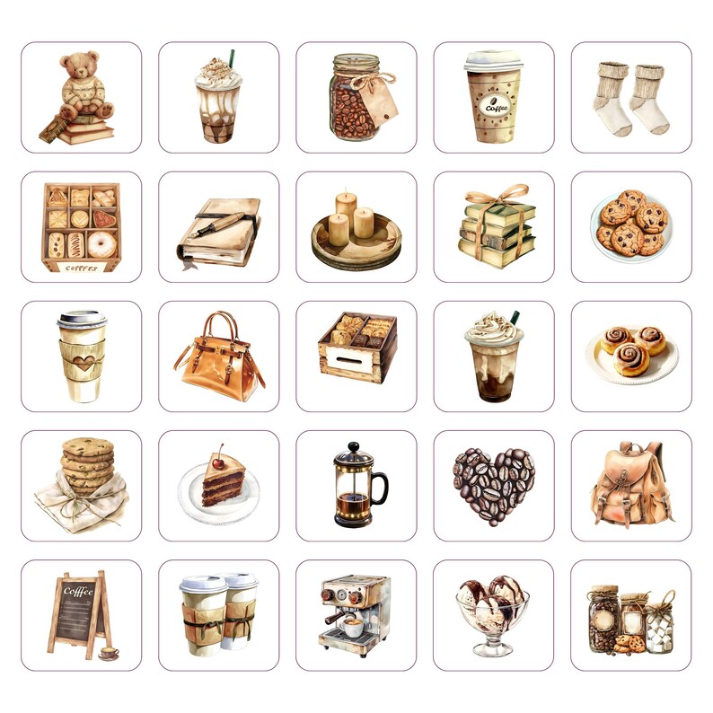 Coffee Clipart Set: Latte Cups, Mugs, and Coffee Time Pngs (digital ...