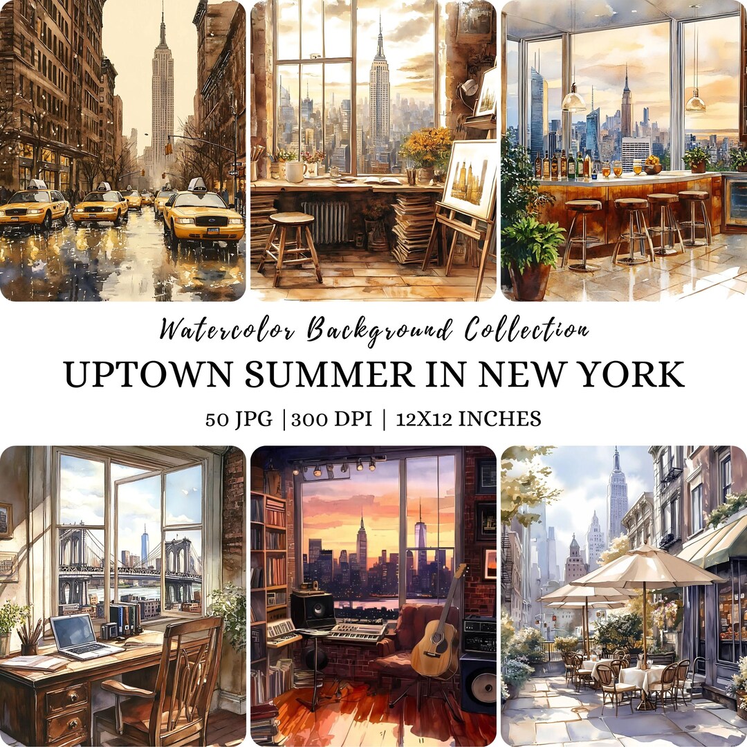 Watercolor New York City Clipart, Summer Clipart, Traveler Clipart, NYC ...