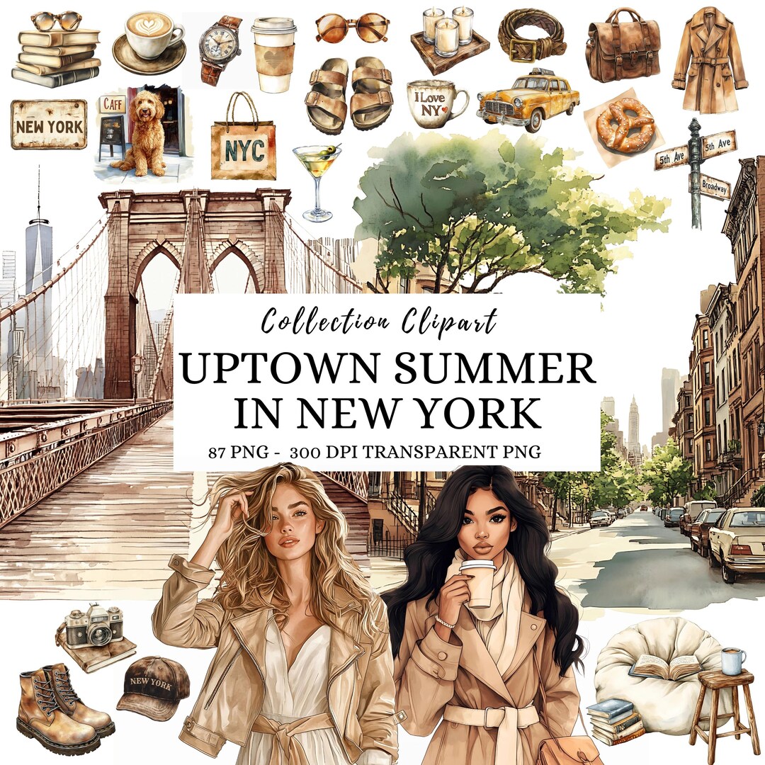 Watercolor New York City Clipart, Summer Clipart, Traveler Clipart, NYC ...