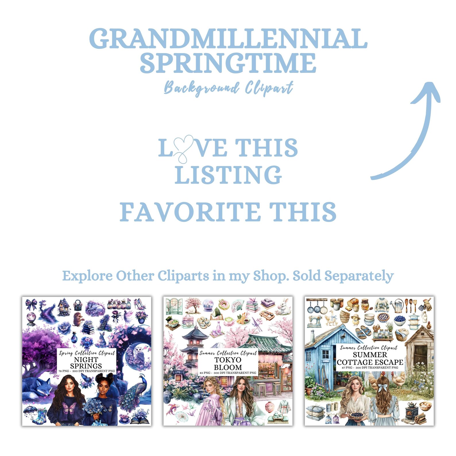 Watercolor Spring Scenes Clipart: Grandmillennial Spring Floral ...