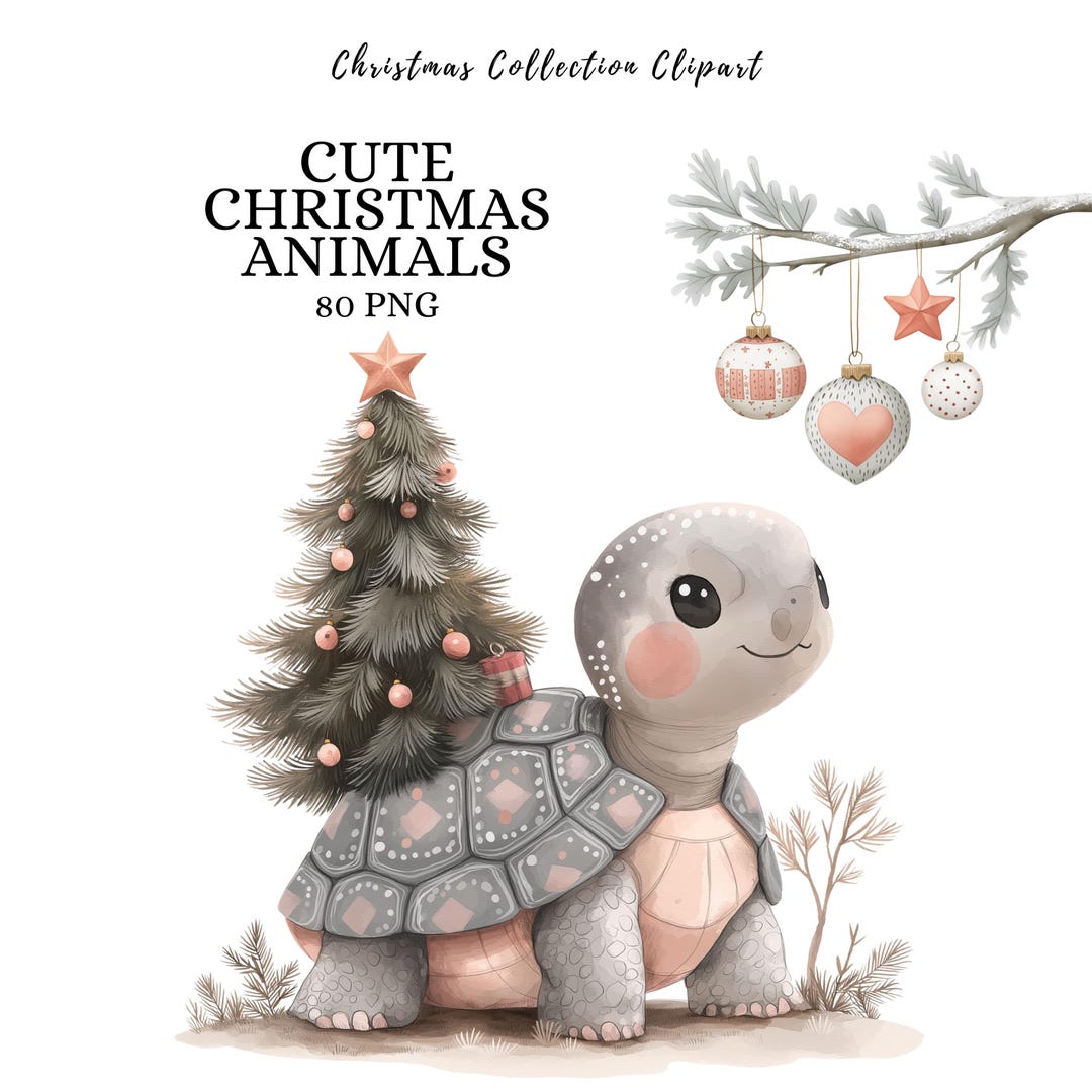 Watercolor Christmas Animal Clipart, Woodland Nursery PNG (digital ...