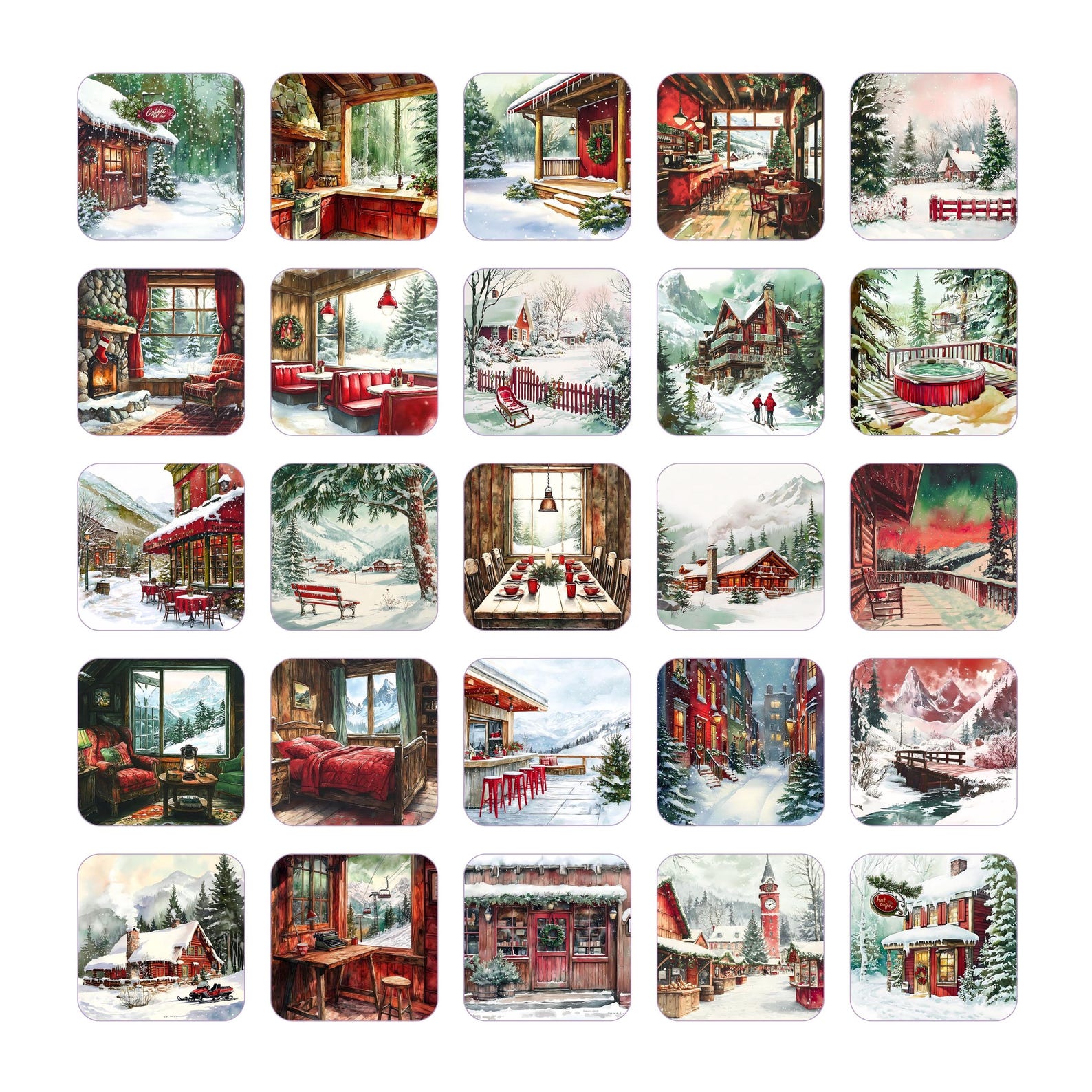 Watercolor Christmas Backgrounds: Rustic Winter Scenes Digital Paper ...