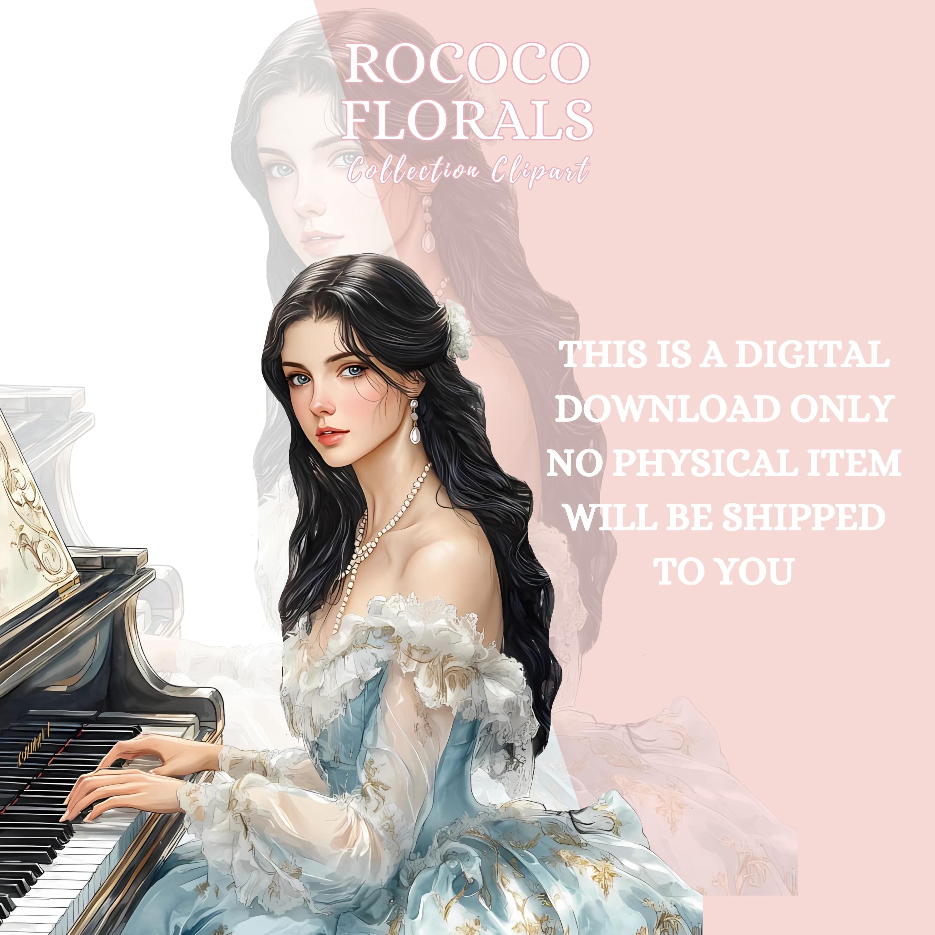 Watercolor Rococo Floral Clipart: Vintage Boudoir PNG (digital Download ...