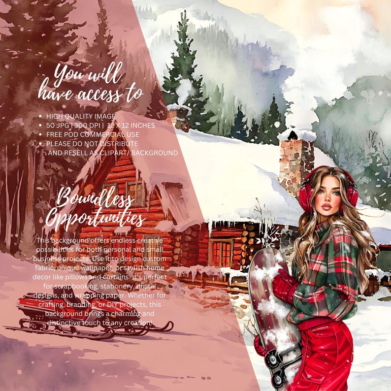 Watercolor Christmas Backgrounds: Rustic Winter Scenes Digital Paper ...