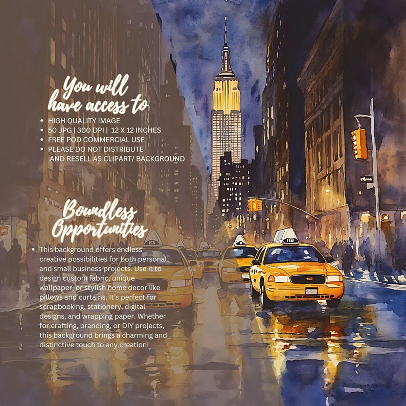 Watercolor New York City Clipart, Summer Travel, USA Cityscape ...