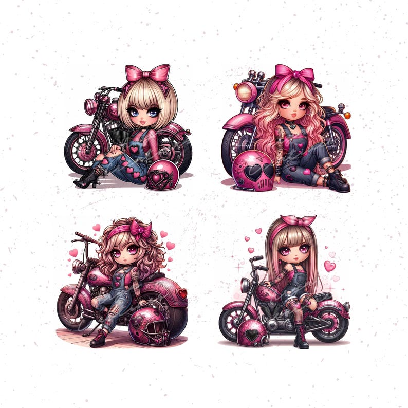 15 JPG Valentine's Day Chibi Girl on Motorcycle, Chibi Biker Girl ...