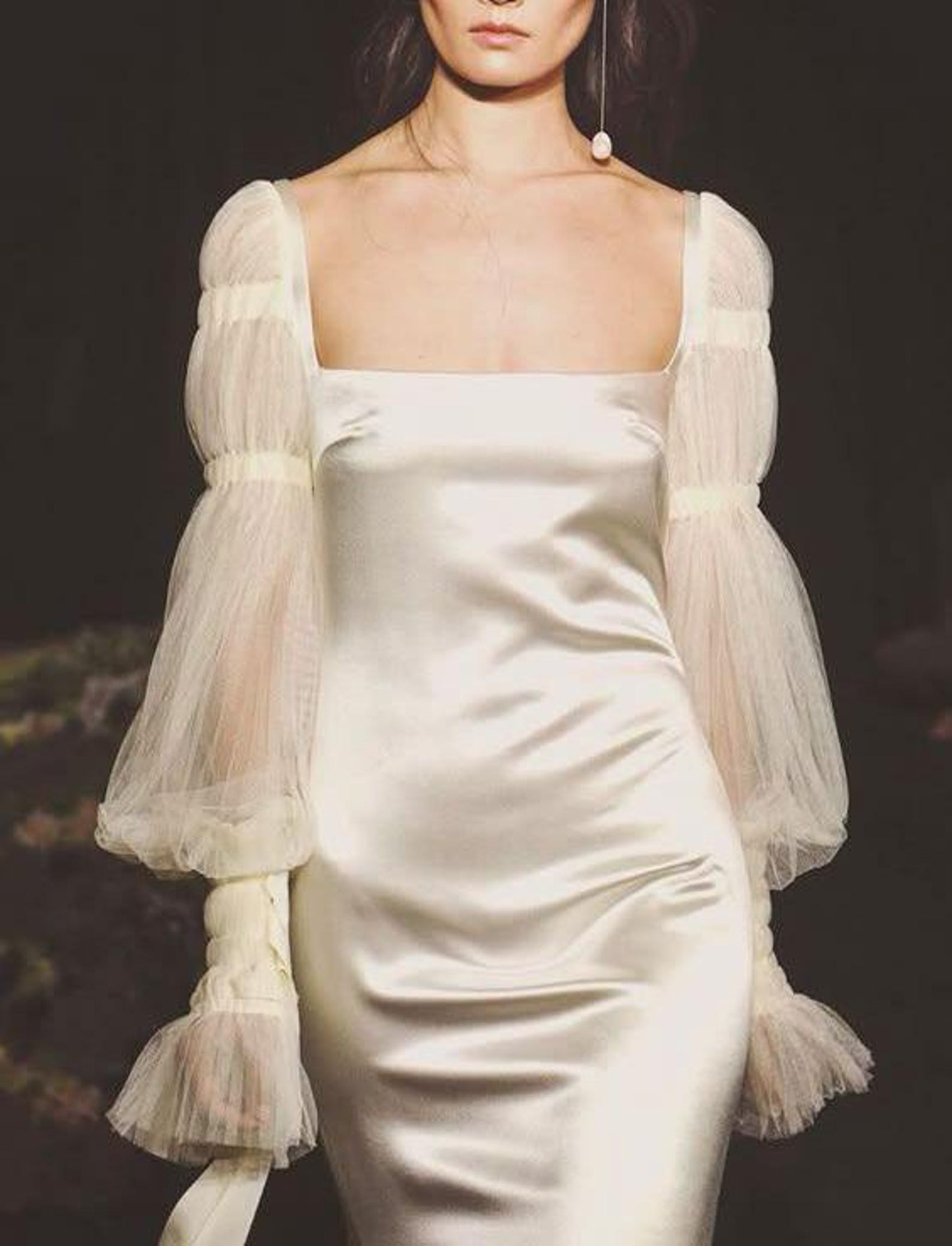 Pre-loved Danielle Frankel Ruby Gown Silk Wool Satin Square Neckline ...