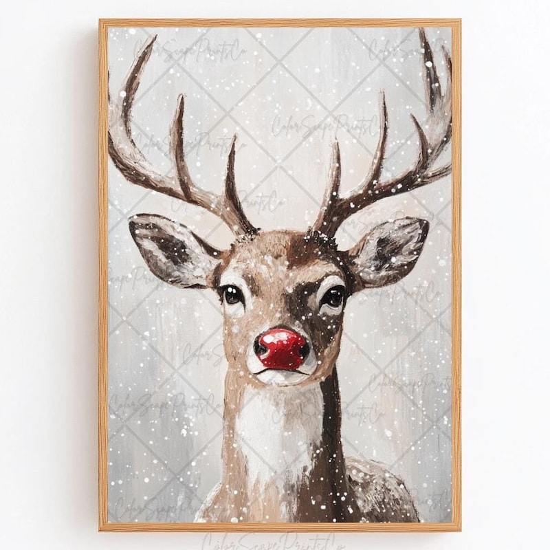 Reindeer Painting - Etsy