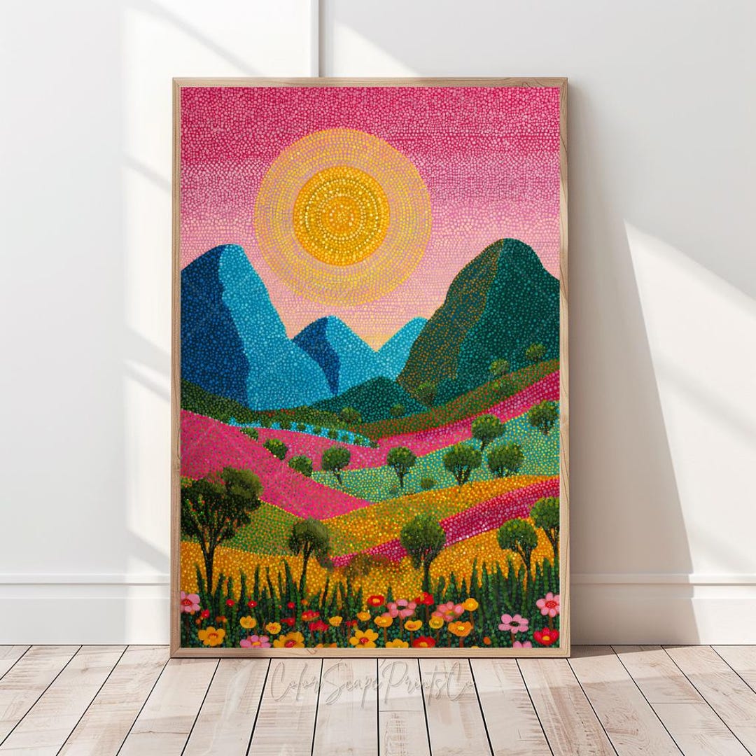 Indigenous Australian Aboriginal Art Bright Vibrant Landscape Print ...