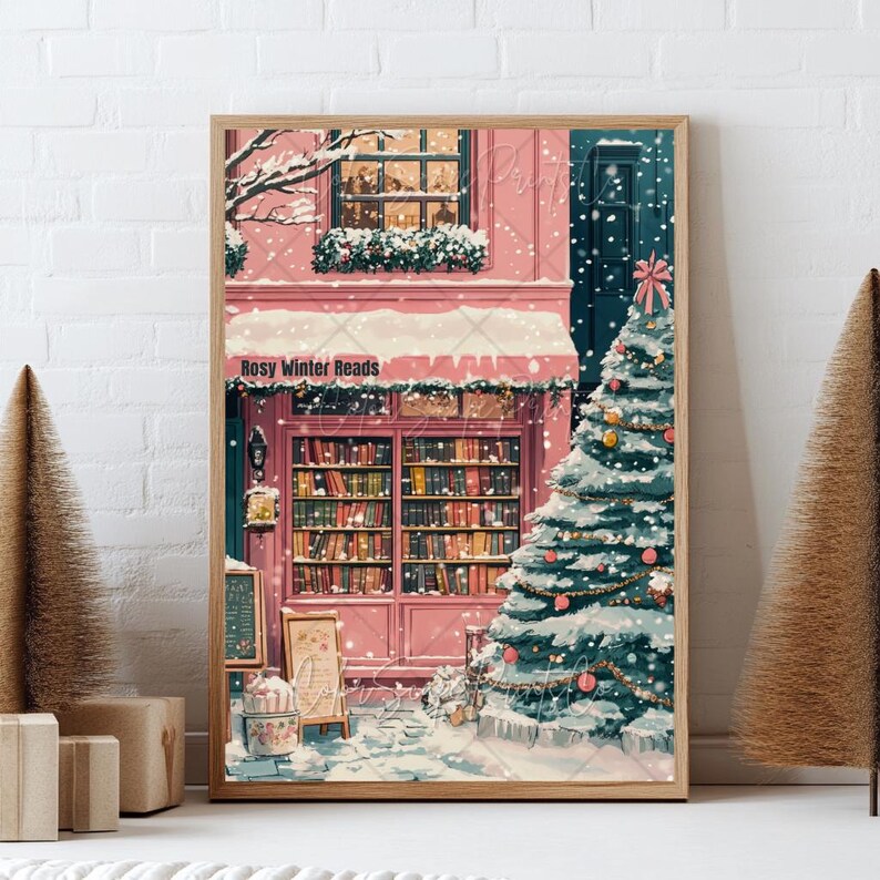 Winter Bookstore Print Snowy Bookshop New York Bookstore Poster NYC ...