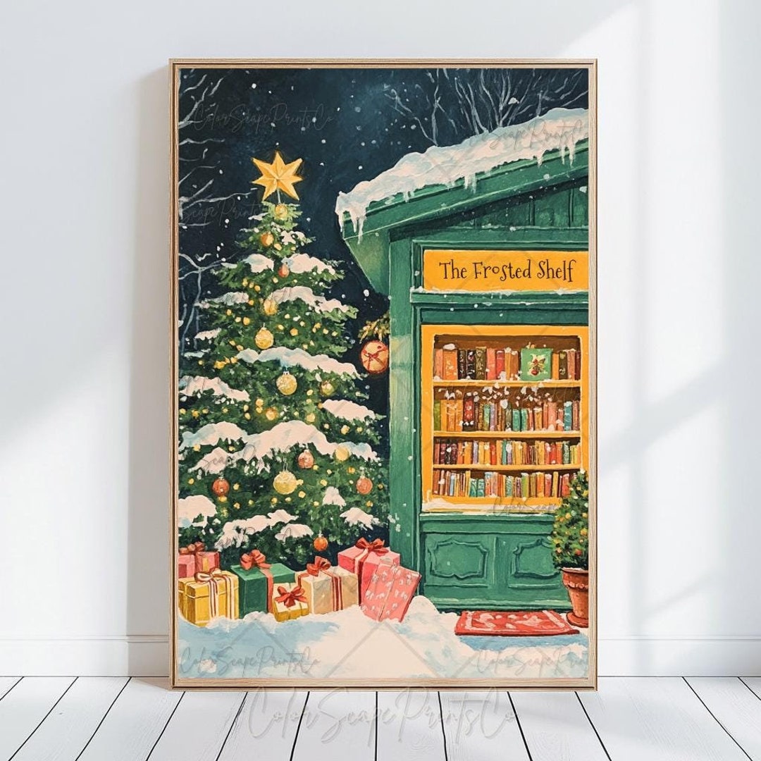 Winter Bookstore Art Print Anime Style Bookshop Print Reading Nook ...