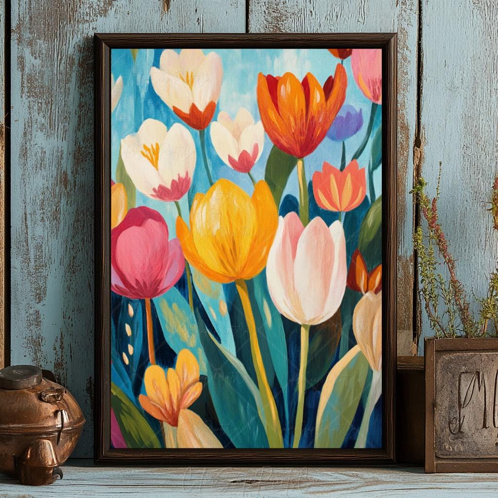 Colorful Spring Flowers Print Tulip Field Print Colorful Flowers ...