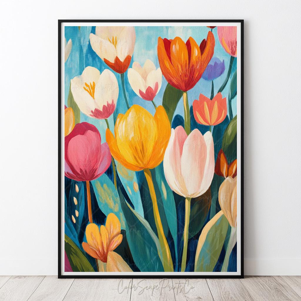 Colorful Spring Flowers Print Tulip Field Print Colorful Flowers ...