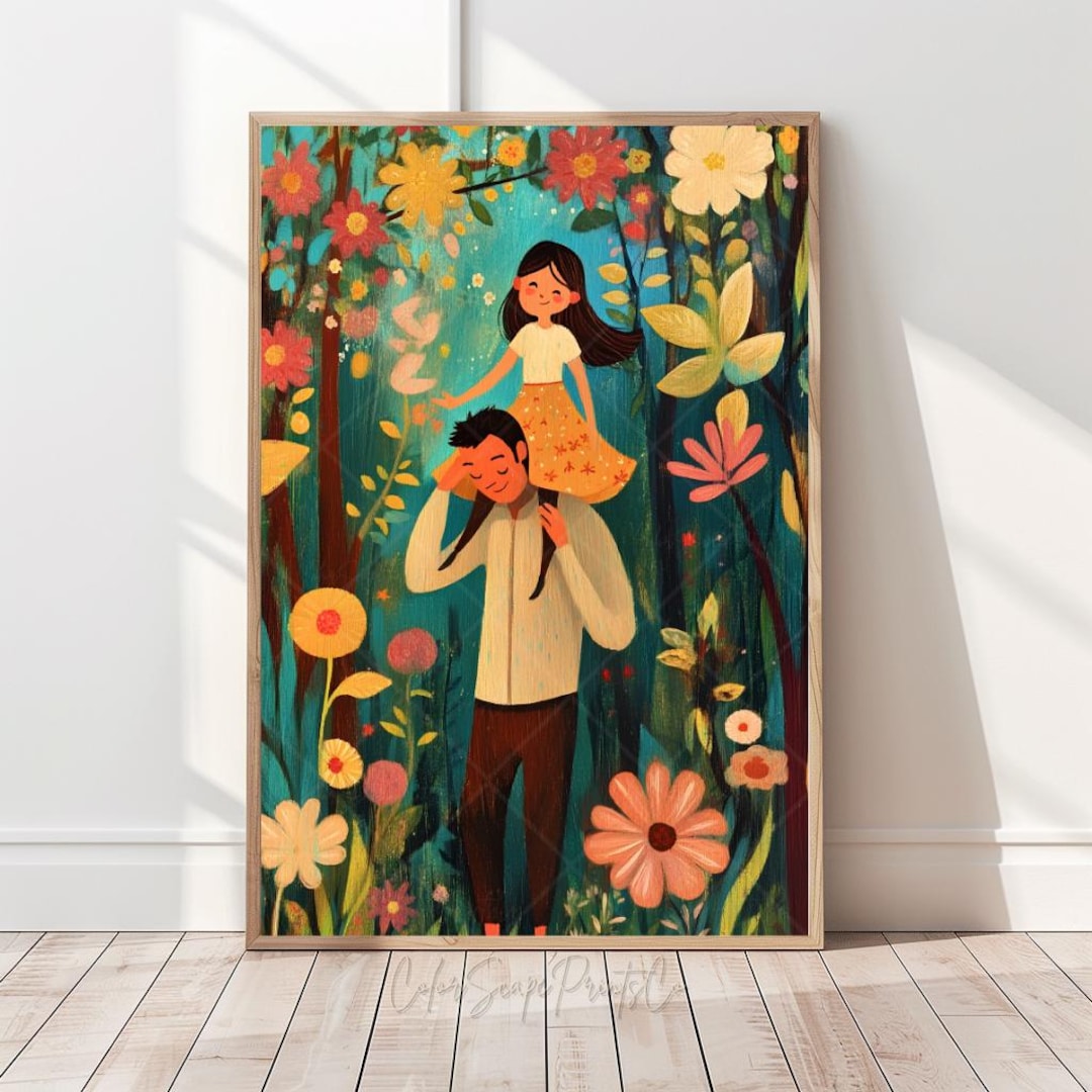 Fathers Day Printable Wall Art Fathers Day Gift Father Daughter Walking ...