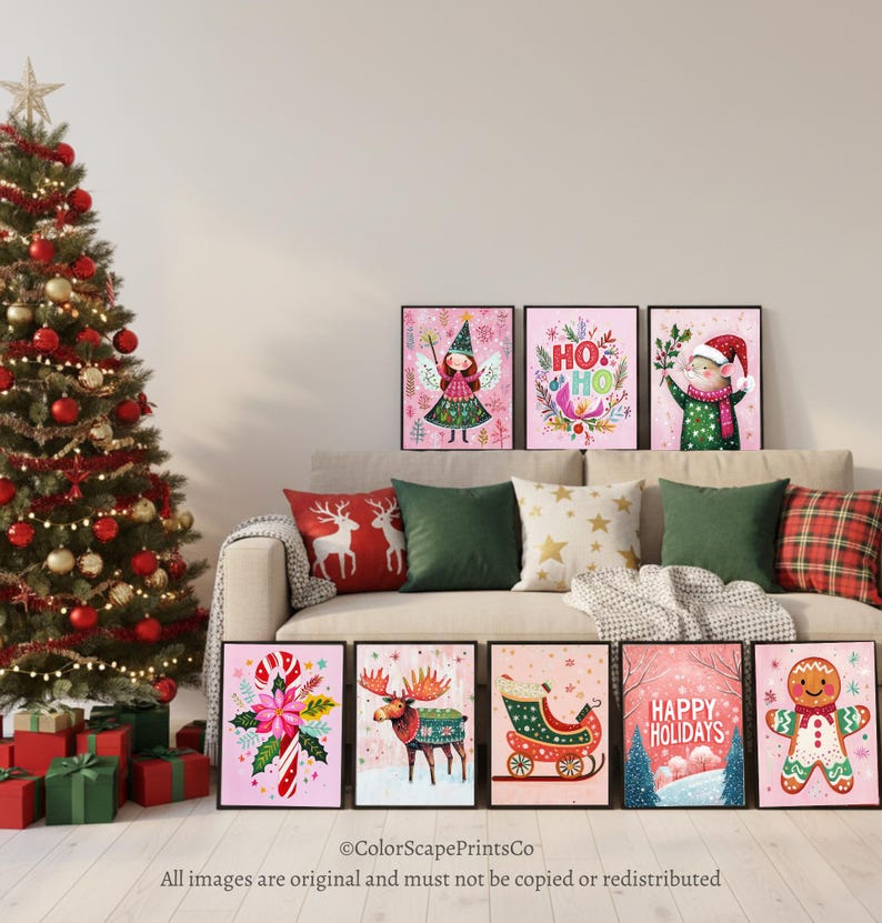 150 Colorful Winter Prints Whimsical Christmas Wall Art Mega Bundle ...