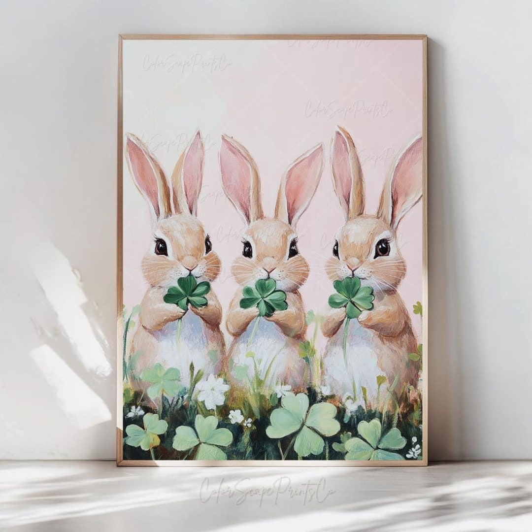 St Patrick's Day Bunny Painting Shamrock Painting St. Patrick's Day ...