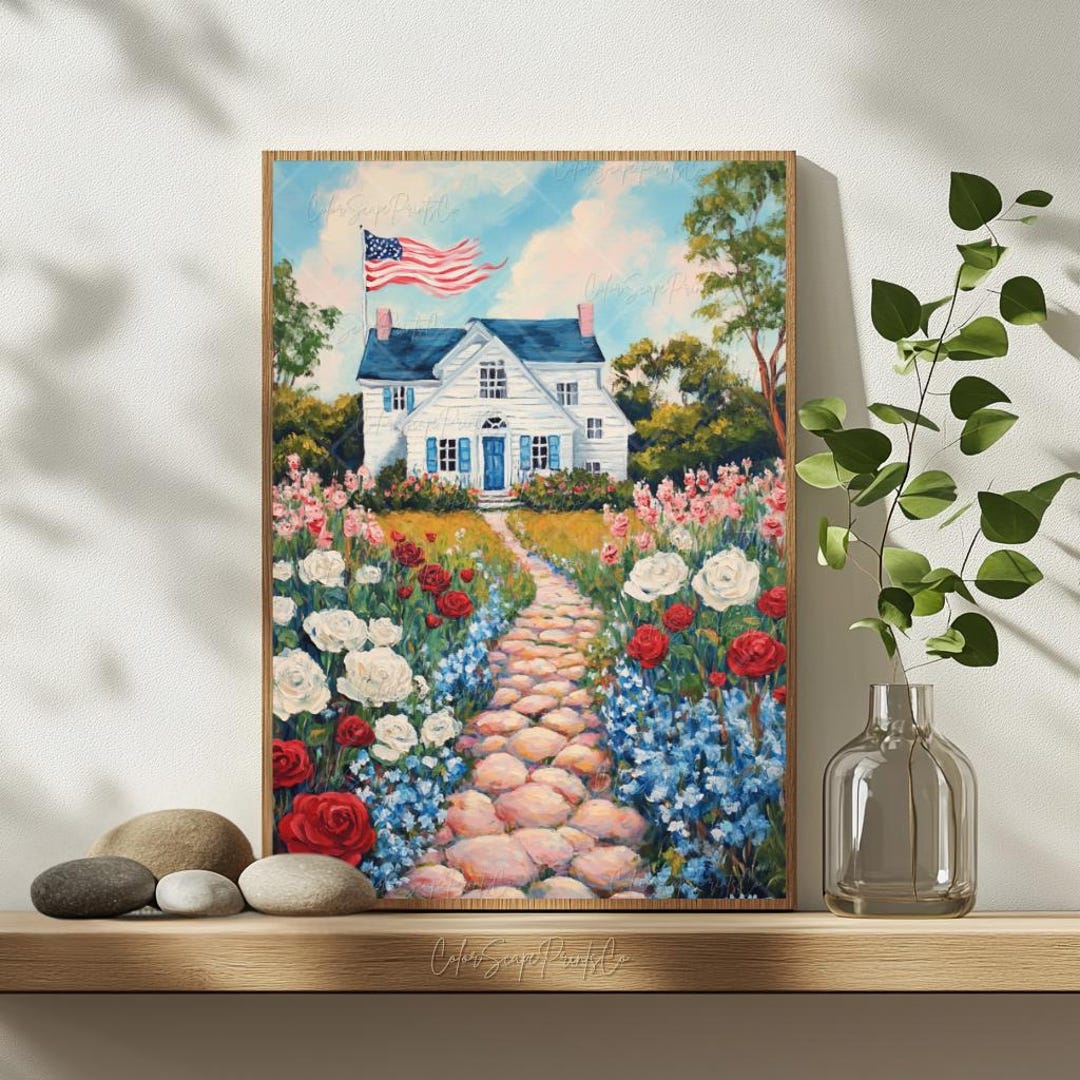 Printable Independence Day Art Coastal Cottage Garden Art 4th of July ...