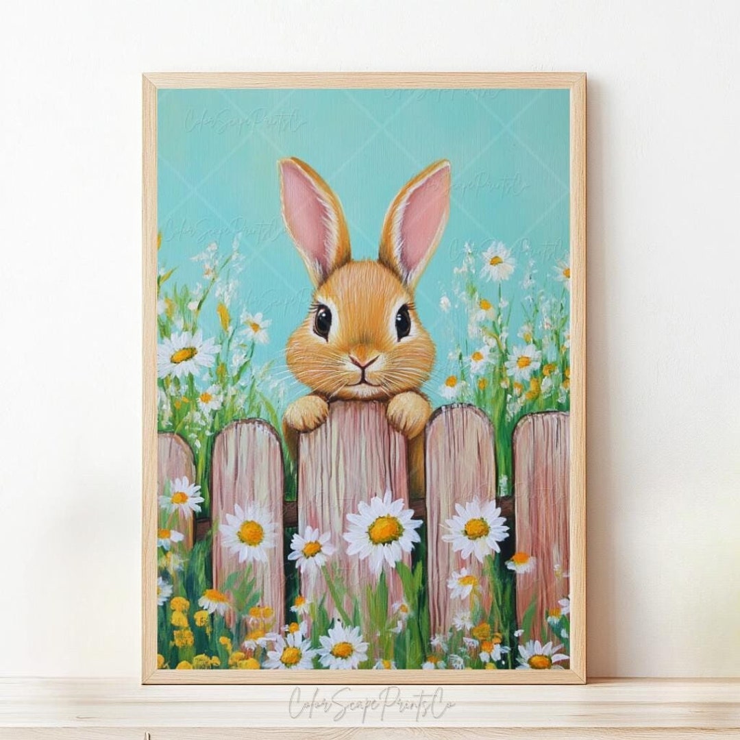 Rabbits in Spring Print Easter Printable Wall Art Easter Bunny Wall Art ...