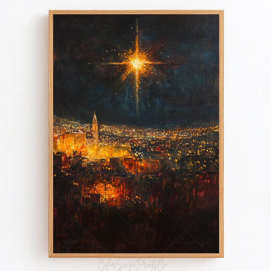 Christmas Star Over Bethlehem Painting Bethlehem Star Print Christian ...