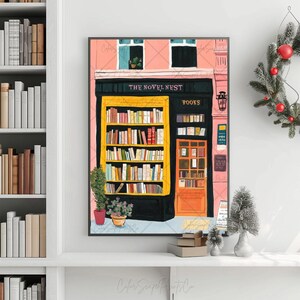 Vintage Bookstore Print Pink Bookshop Print New York Bookstore Poster ...