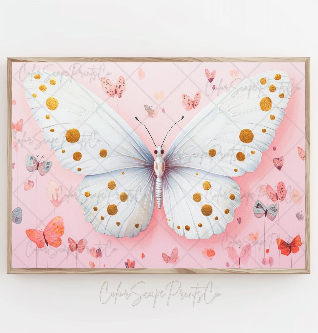 Colorful Butterfly Print Blush Pink Butterflies Print Large Butterfly ...